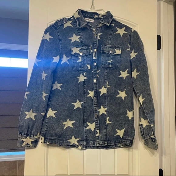 MACARON | Jackets & Coats | Macaron Star Denim Snap Front | Poshmark